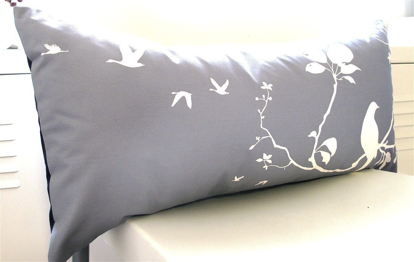 Grey Flying by Rectangle Pillow | Etsy
