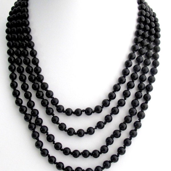 Long Black Necklace - Etsy