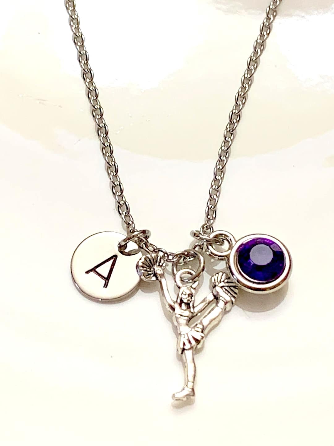 Personalized Cheerleader Necklace - Cheer Team Necklaces, Initial Cheer ...