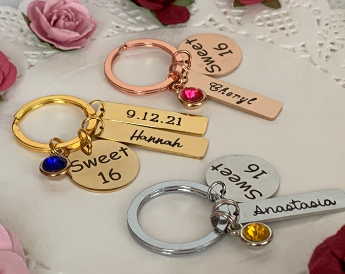 Sweet 16 Keychain | Sweet 16 Gift | Personalized Sweet 16 Keychain ...