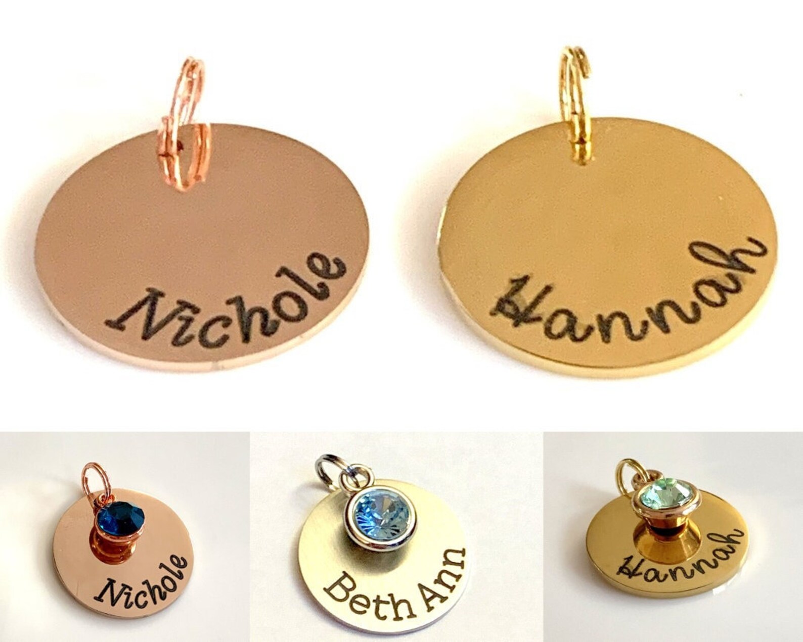 Name Charm With Birthstone, Personalized Name or Date, Keychain, Add on ...