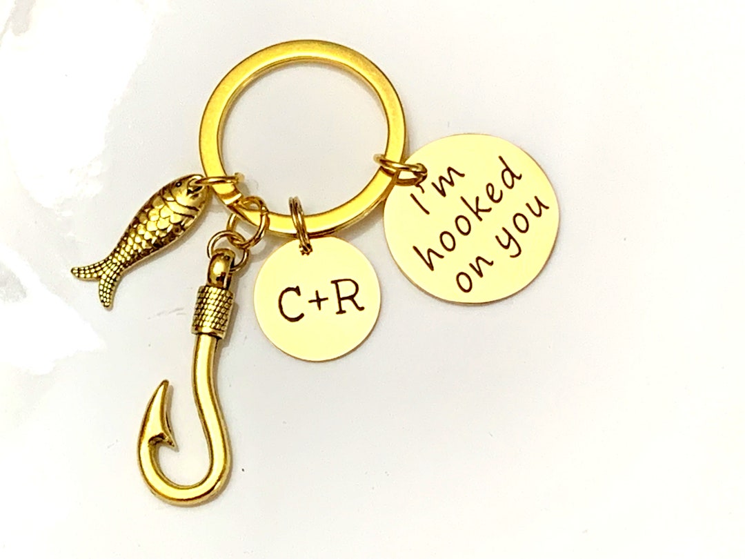 Couples Keyring, I'm Hooked on You, Valentine Gift, Girlfriend Gift ...