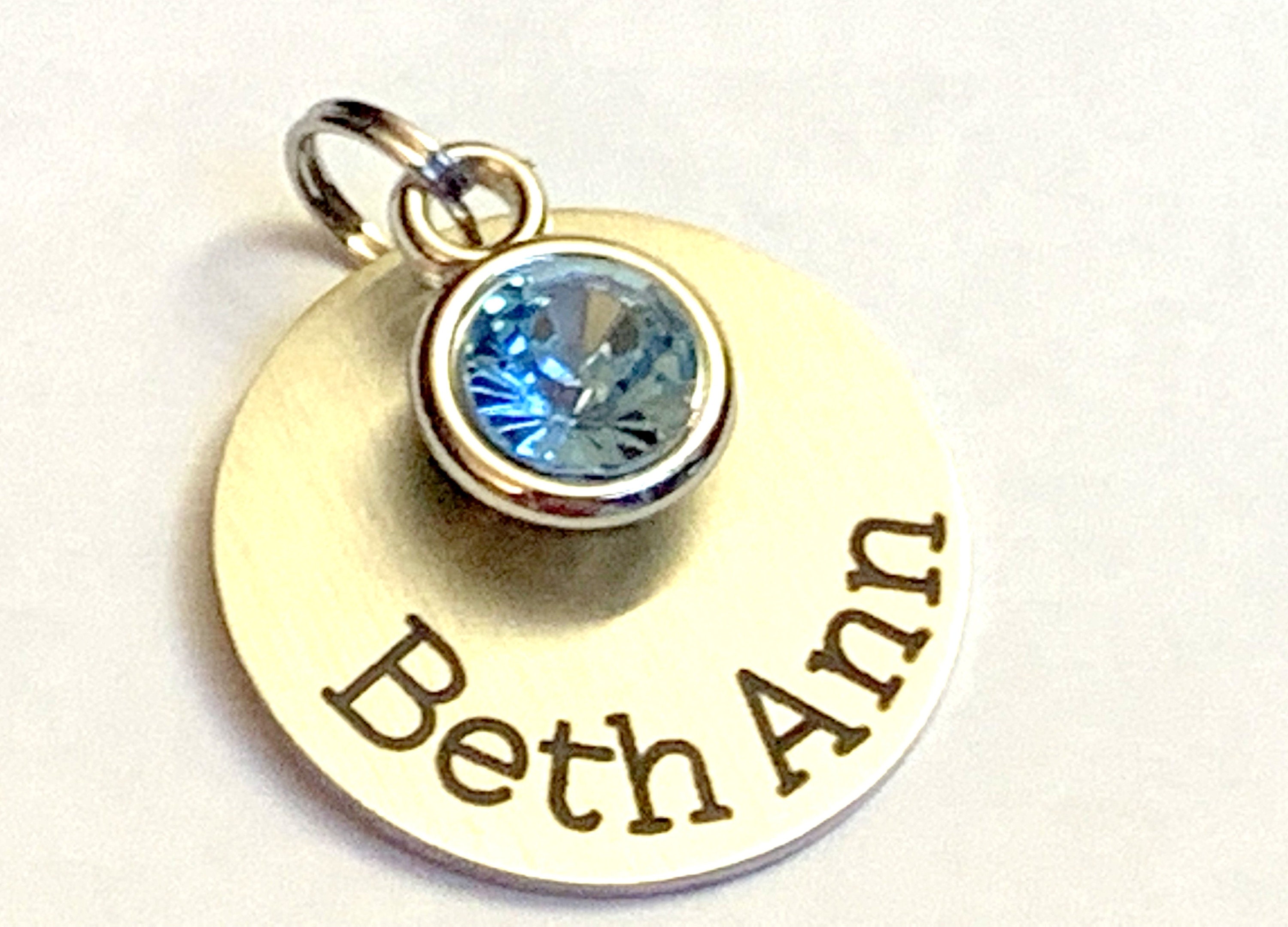 Name Charm With Birthstone Personalized Name or Date - Etsy
