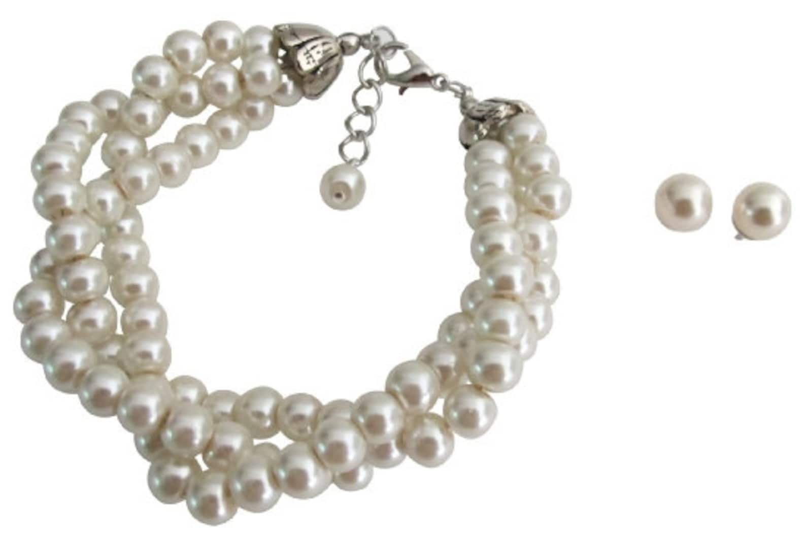 Ivory Pearl Glass Pearl Twisted Pearl Bracelettwisted - Etsy