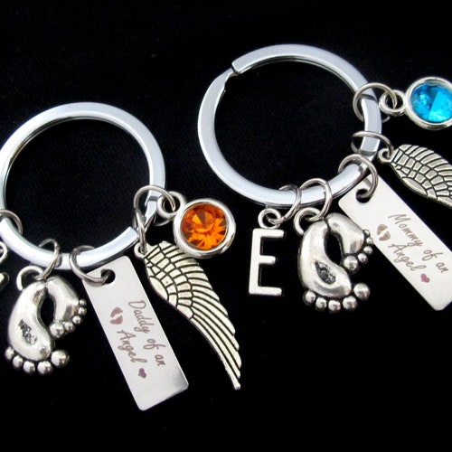 Baby Angel Keychain Set Mommy's Keychain Daddy's - Etsy