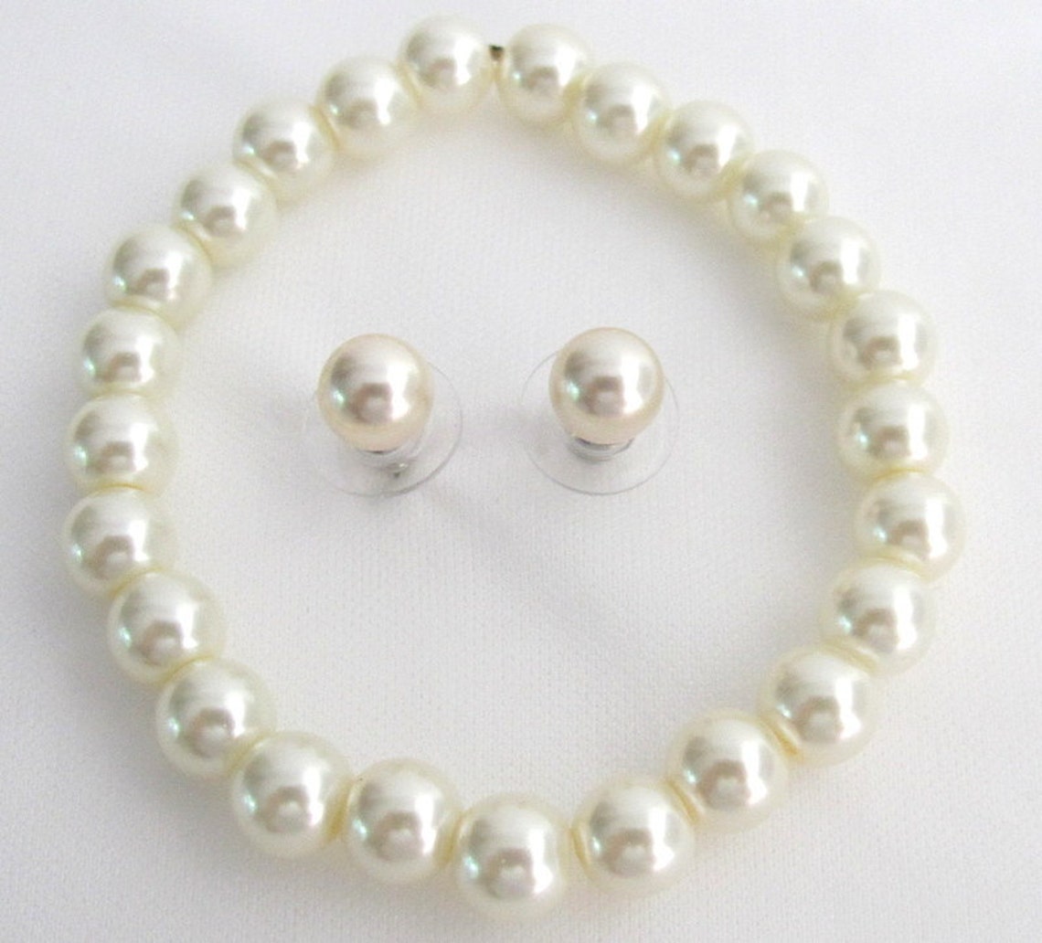 Ivory Pearl Necklace Set Ivory Pearl Necklace Wedding - Etsy