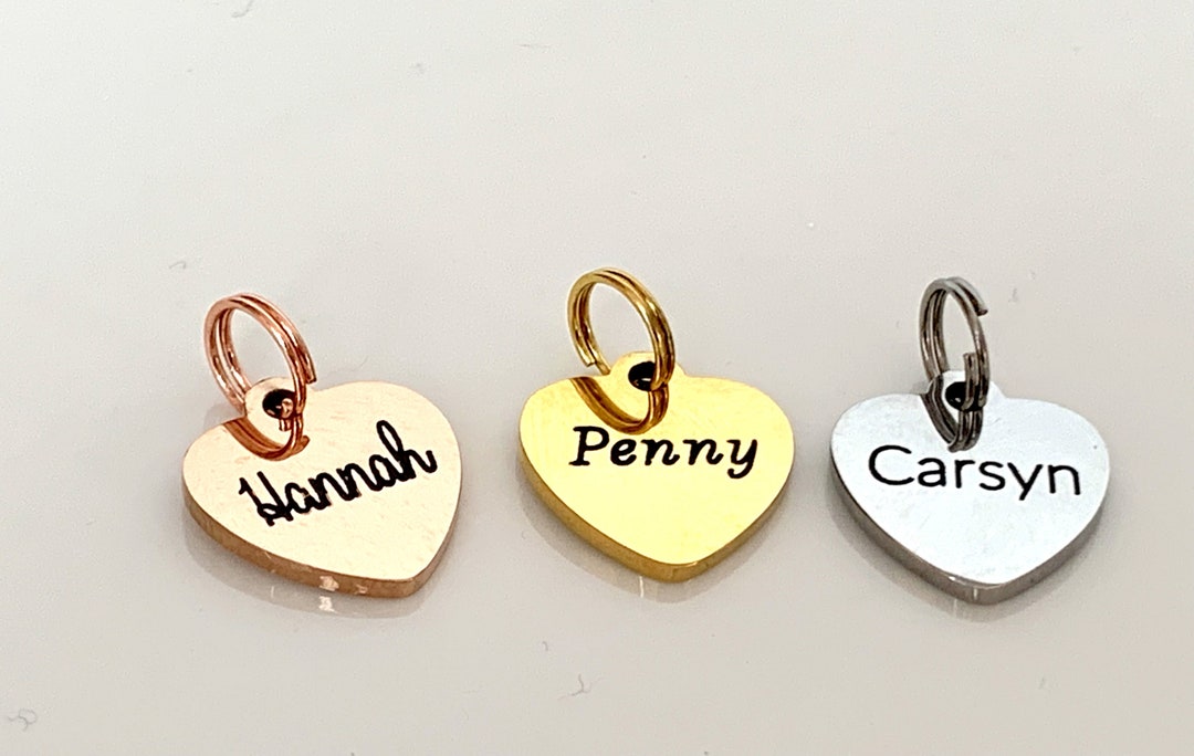 Stainless Steel Heart Name Charm With a Name or Date. Personalized Name ...