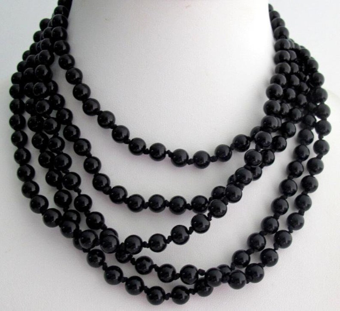 Hand Knotted Silver Gray Pearl Necklace, 100 Inch Multi Strand - Etsy