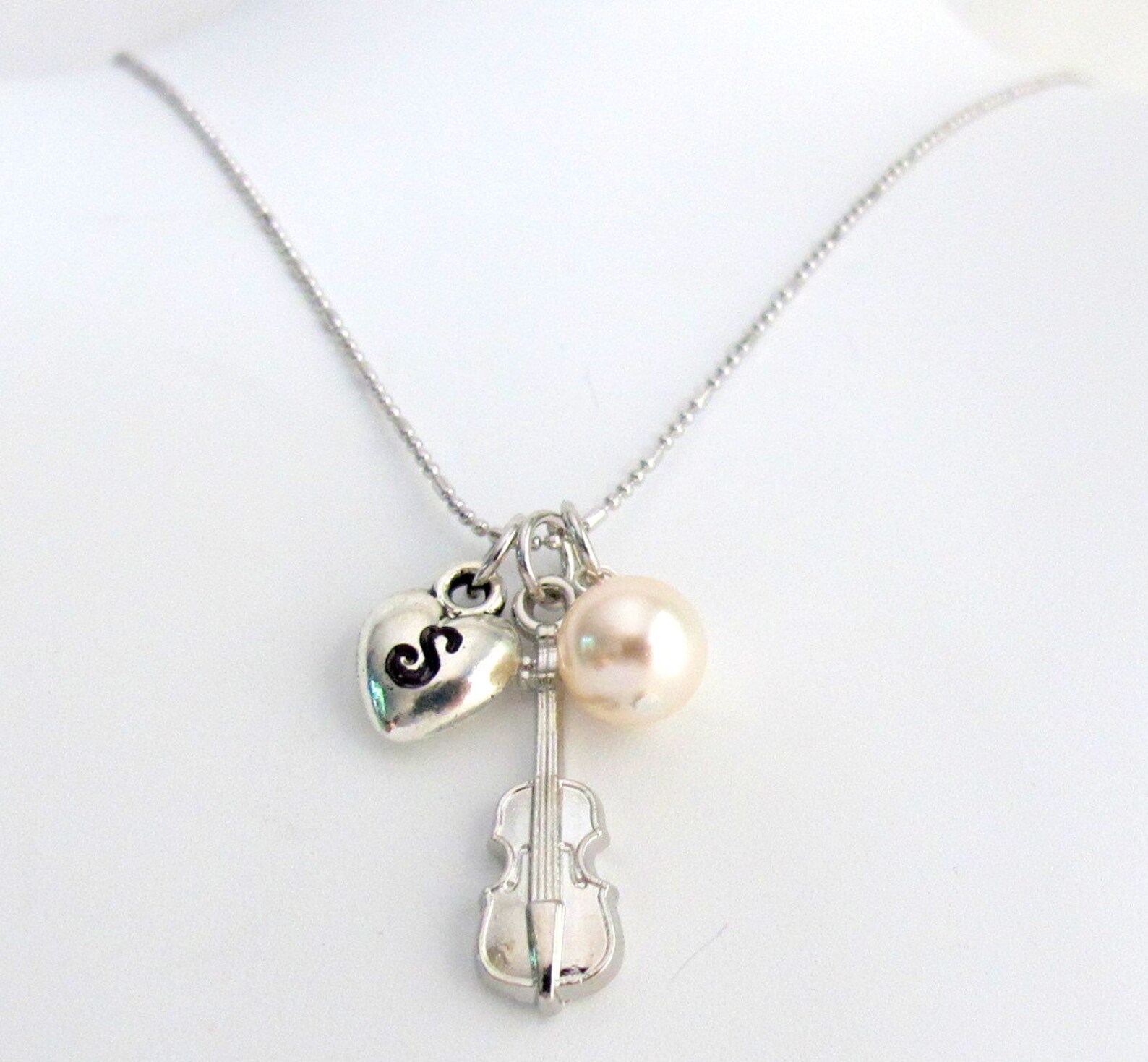Cello Necklaceinitial Necklace Tiny Violin Necklace Musical | Etsy
