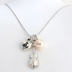 Cello Necklaceinitial Necklace Tiny Violin Necklace Musical | Etsy