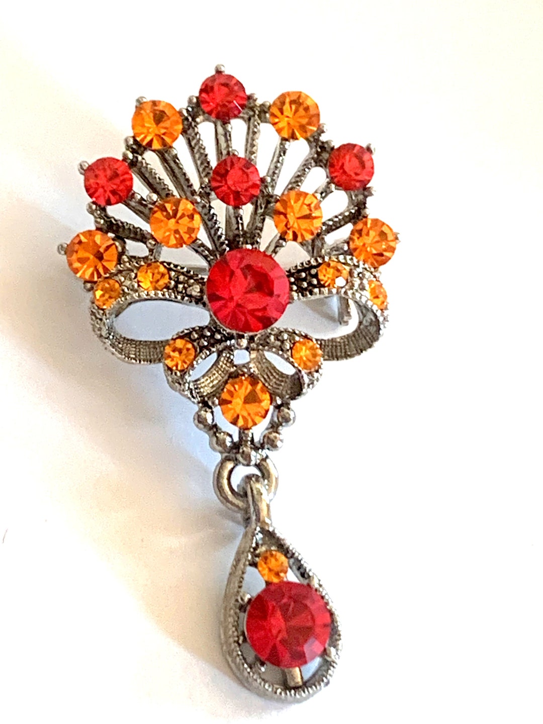 Red Crystal Brooch Fall Color Brooch Topaz Crystal Fall Brooch Fall ...