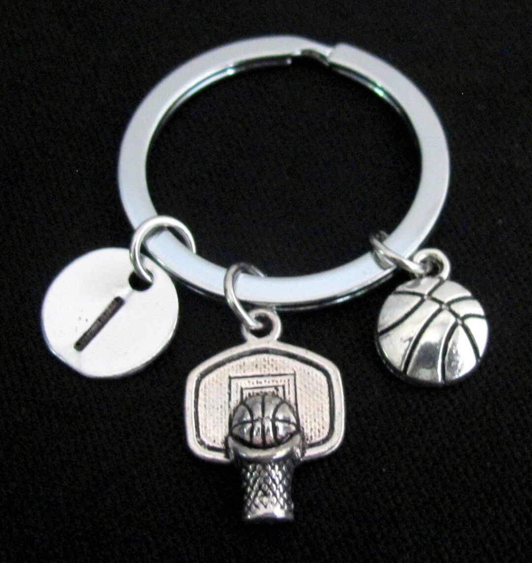 Basketball Keychain Basketball Keyring Antique Silver Basketball Charm ...