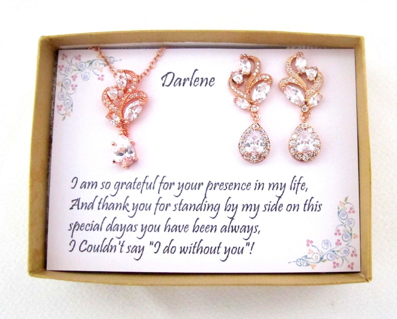 Bridesmaid Gift Set Tear Drop Bridesmaid Earrings Cubic - Etsy