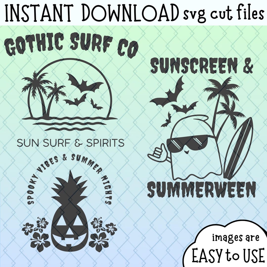 Gothic Surf SVG Bundle for Cutting Machine Goth Apparel Halloween Shirt ...