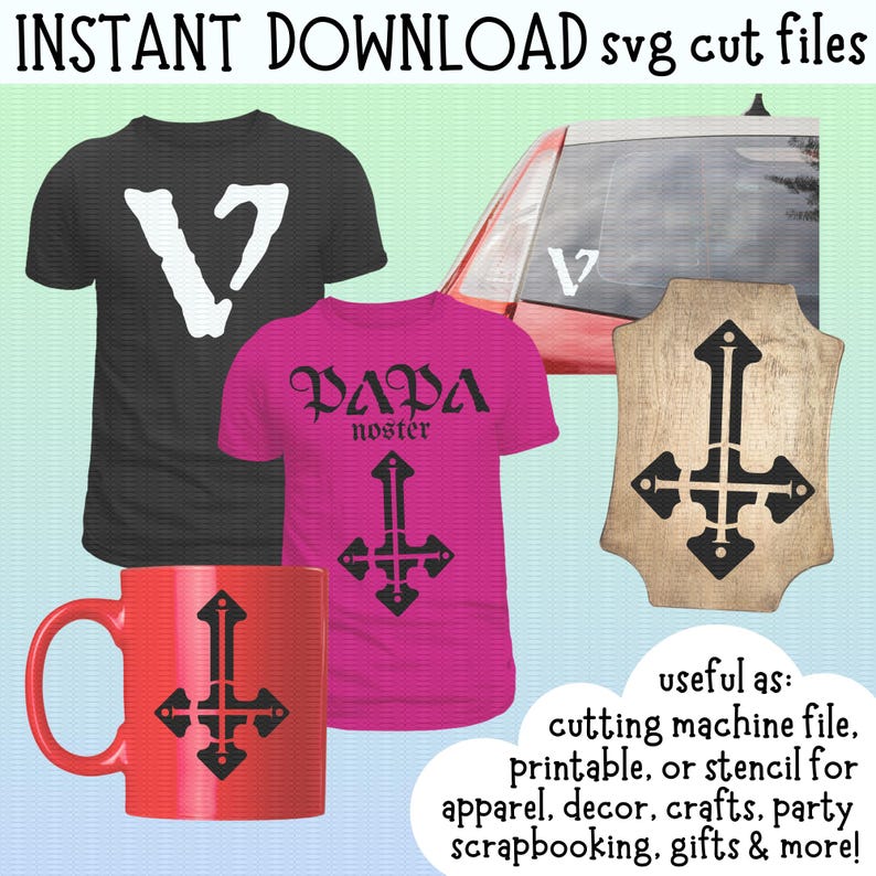Gothic Inverted Cross SVG Bundle for Goth Apparel, Halloween, Occult Shirt Design, Patch for ...