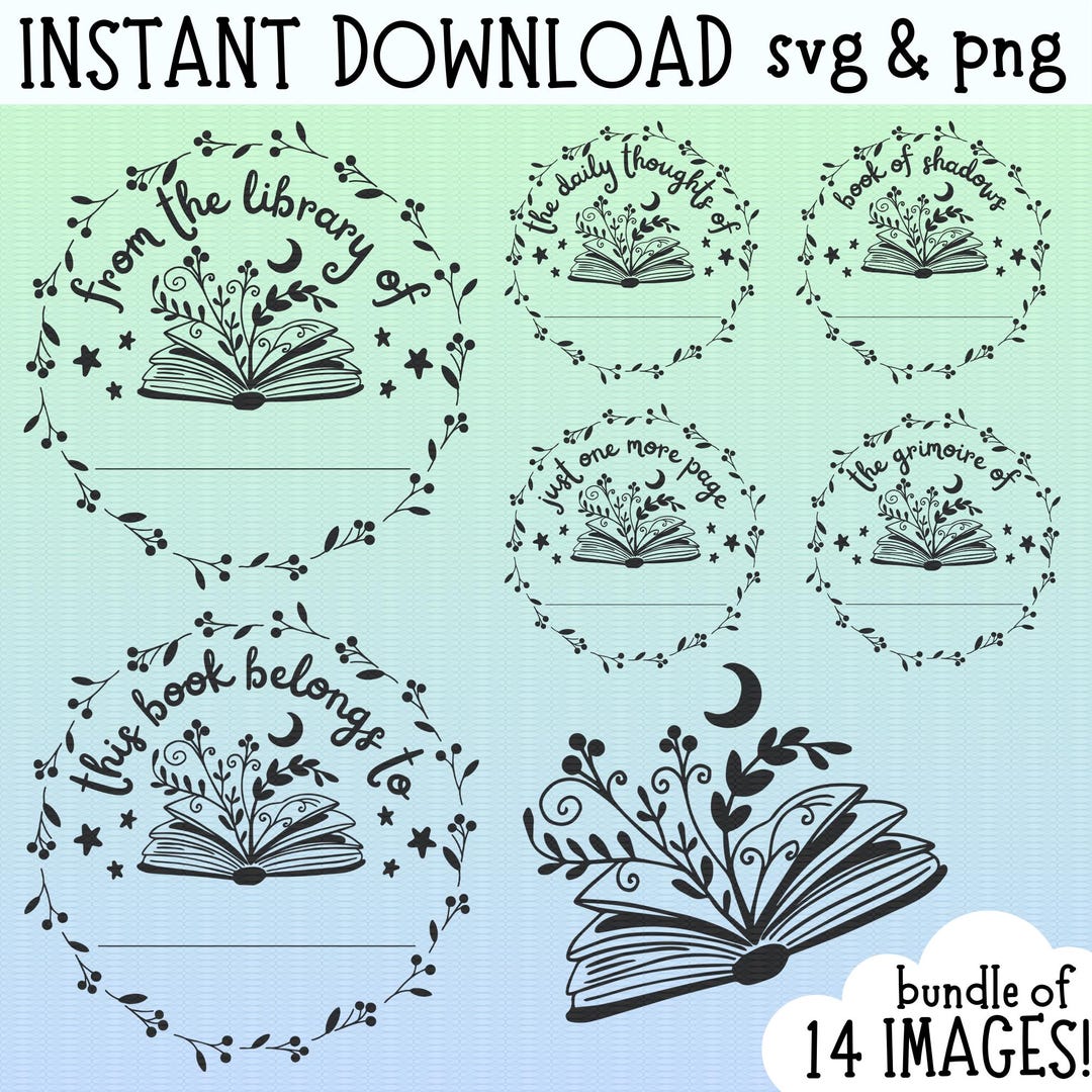 Cottagecore Book Labels SVG PNG for Organizing Your Library Magical ...