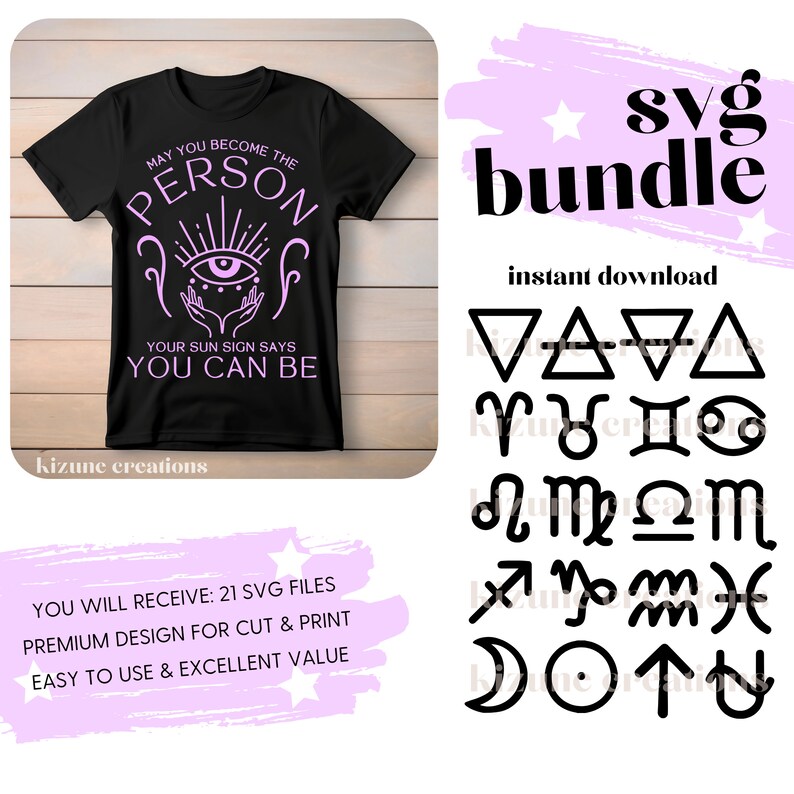 Astrology BUNDLE Zodiac Cutting Machine Svg Cricut T-shirts, Vinyl ...