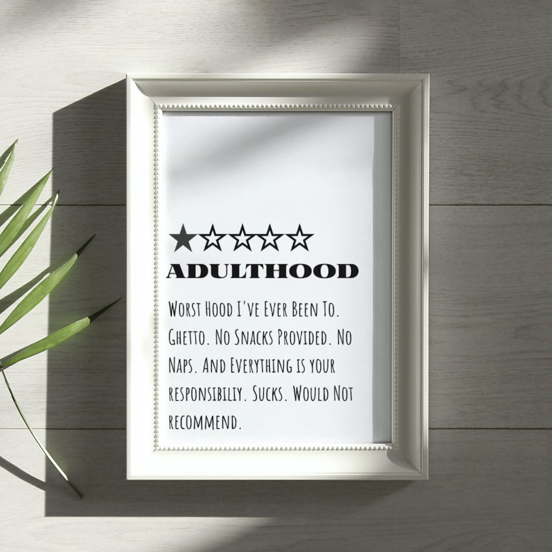 Adulthood PNG Printable Poster Funny Digital Print Adulthood Hilarious ...