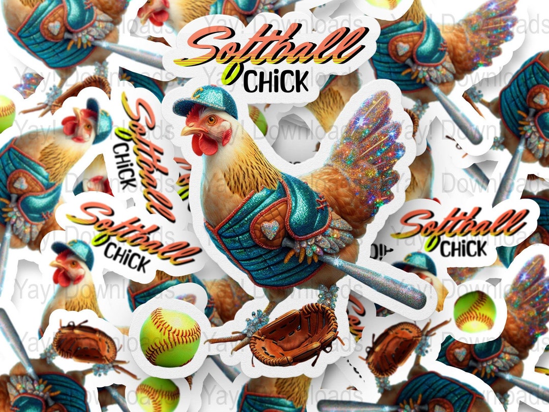 Funny Chicken Art, Softball Chick PNG, Chicken Clipart, Chicken Print ...