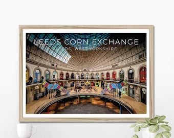 Leeds Corn Exchange Travel Poster | Leeds, West Yorkshire Print | Call ...