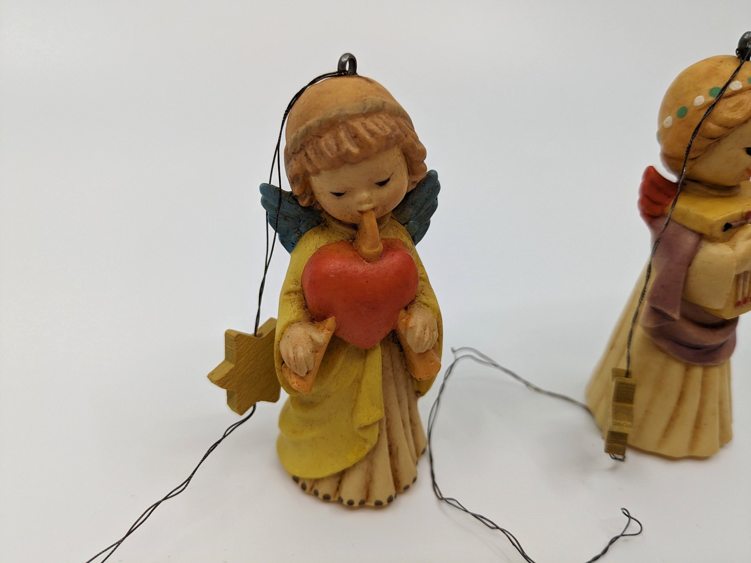 Set of 2 ANRI Ferrandiz Toriart Carved Wood Angel Ornaments Italy ...