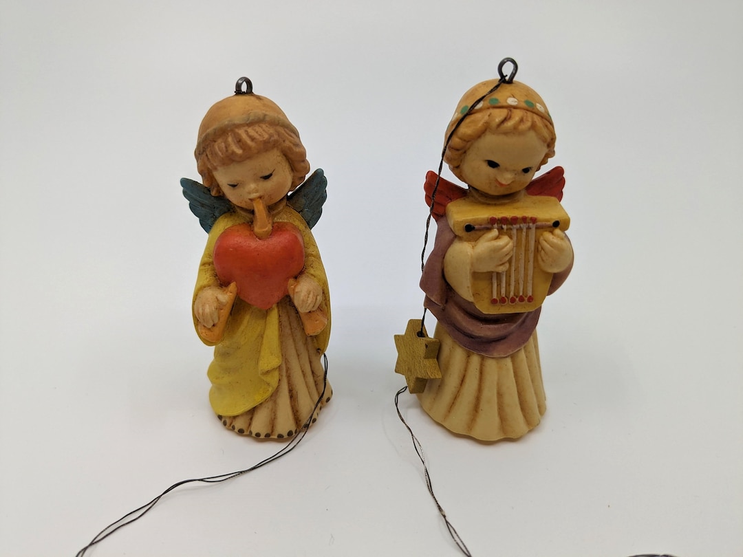 Set of 2 ANRI Ferrandiz Toriart Carved Wood Angel Ornaments - Italy ...