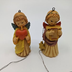 Set of 2 ANRI Ferrandiz Toriart Carved Wood Angel Ornaments Italy ...