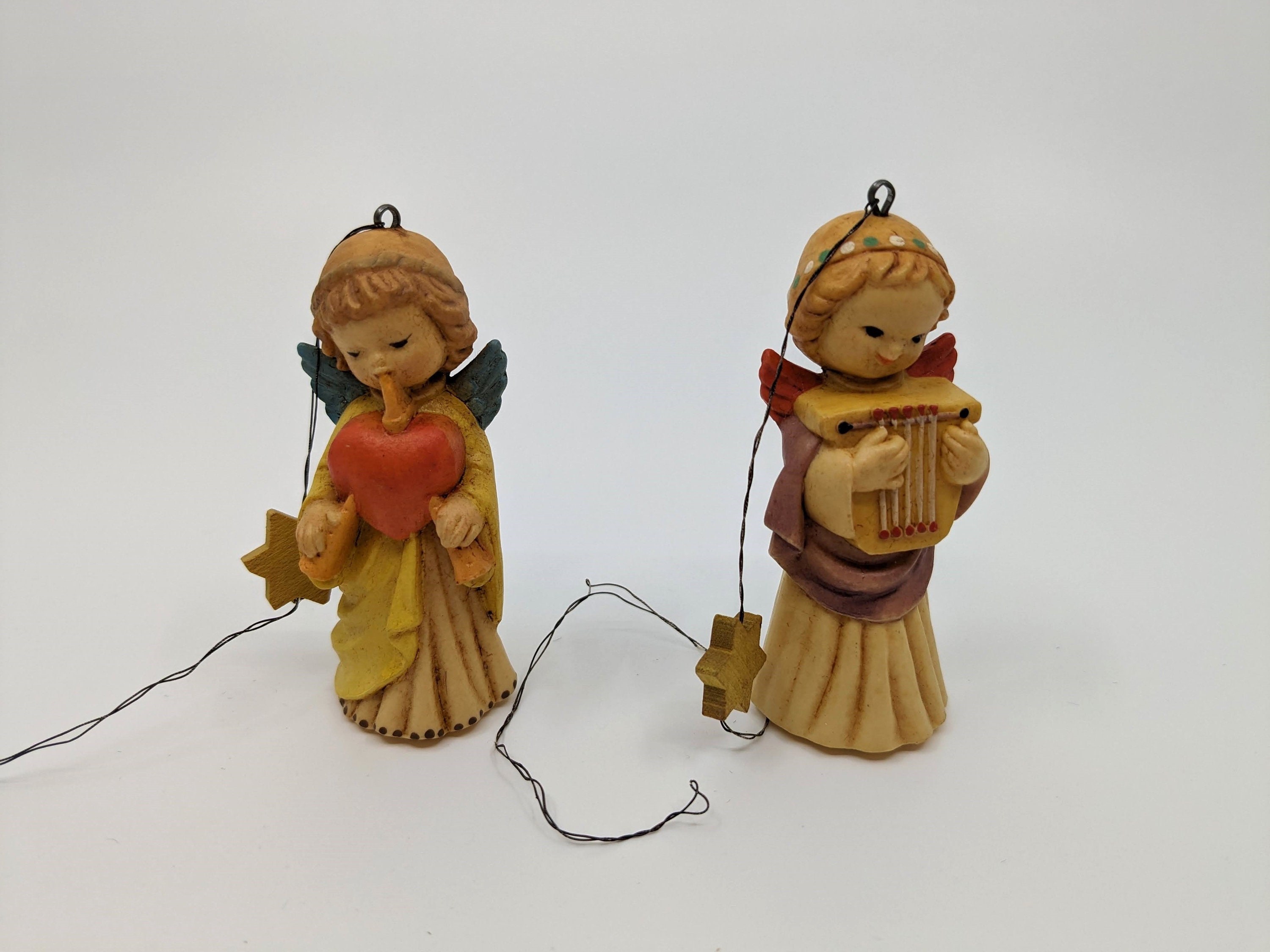 Set of 2 ANRI Ferrandiz Toriart Carved Wood Angel Ornaments Italy ...