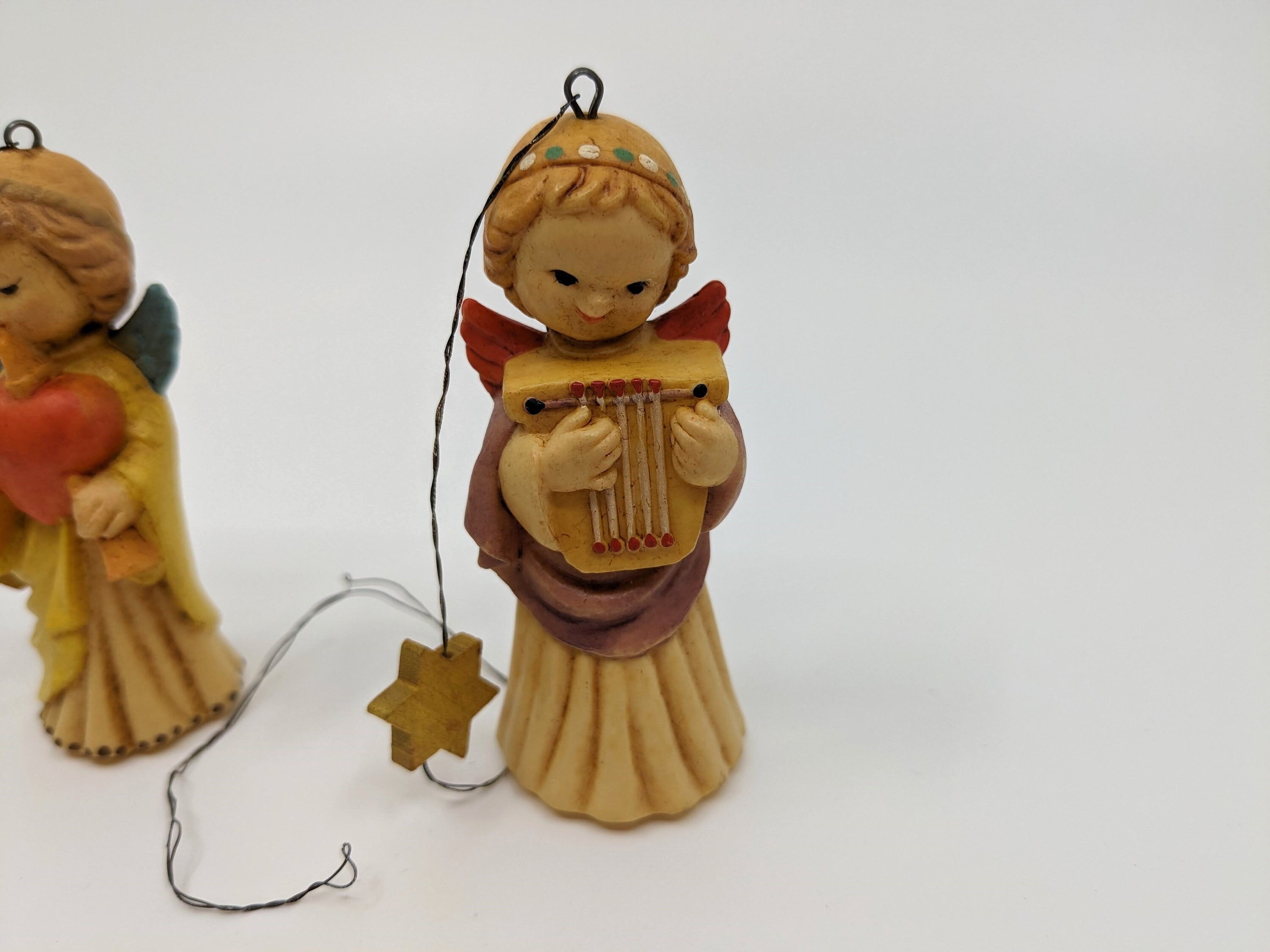 Set of 2 ANRI Ferrandiz Toriart Carved Wood Angel Ornaments Italy ...