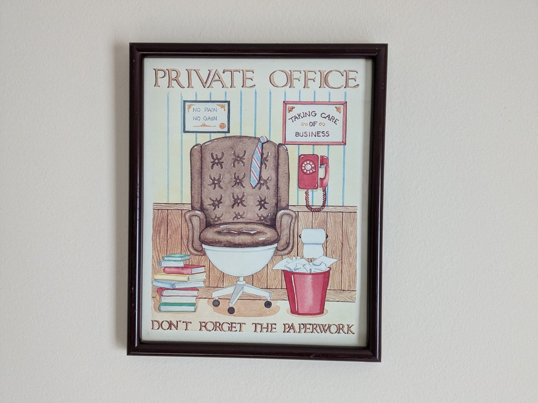 1990s Novelty Bathroom Sign Private Office Toilet Humor Framed Print - Etsy