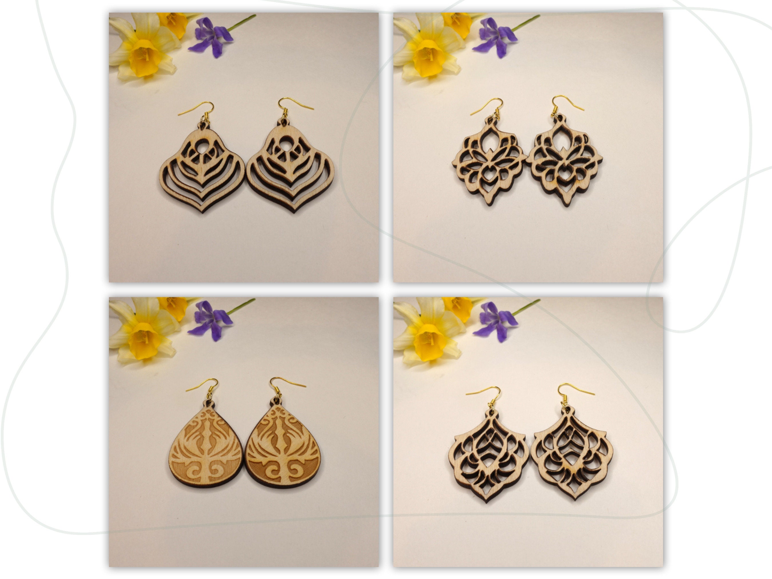 10 Teardrop Earring SVG File CO2 Laser Cutter, Earring Designs Svg Cut ...