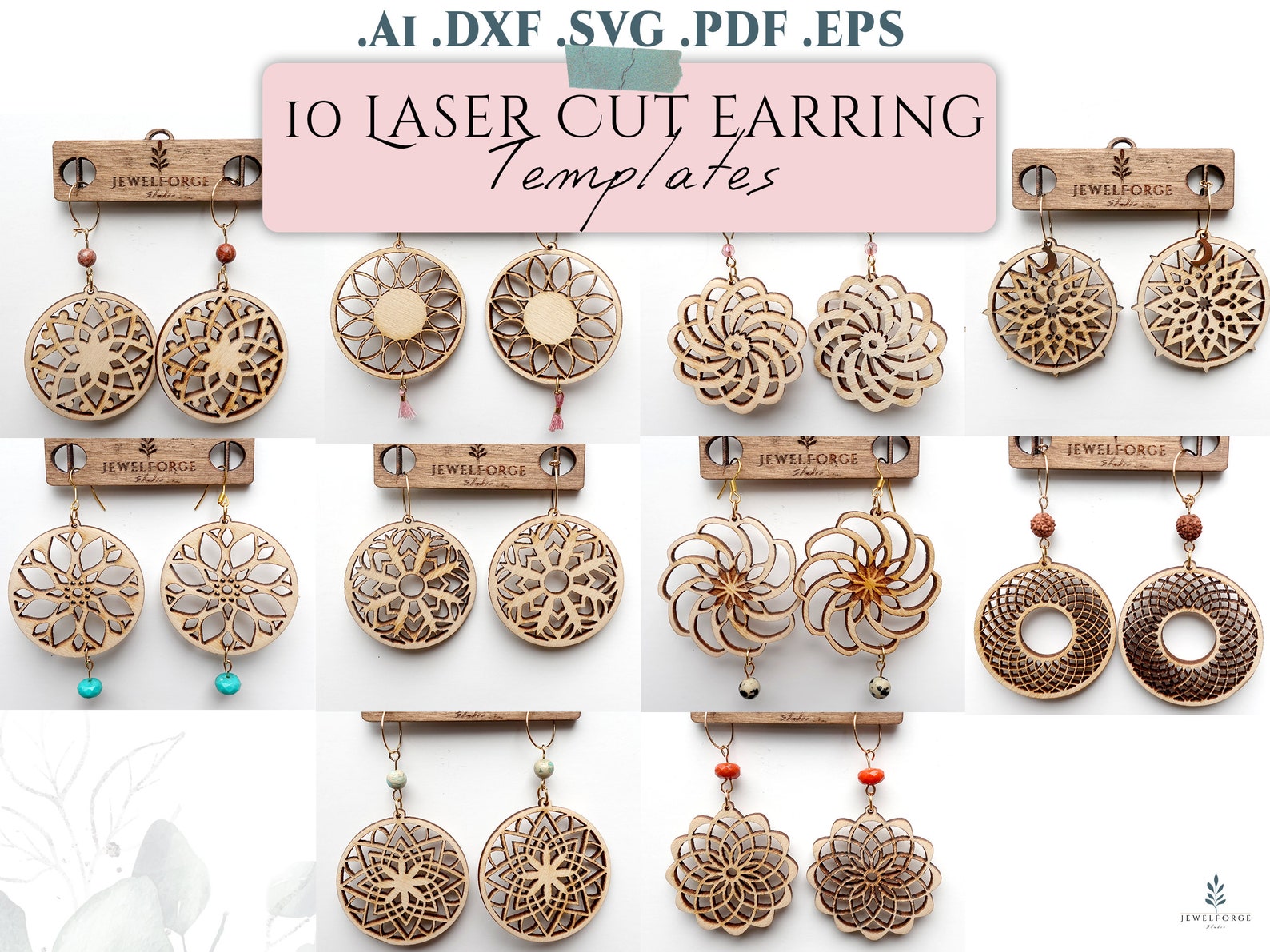 Mandala Earring Svg Bundle, Wood Earrings Svg Template, Laser Cut File ...