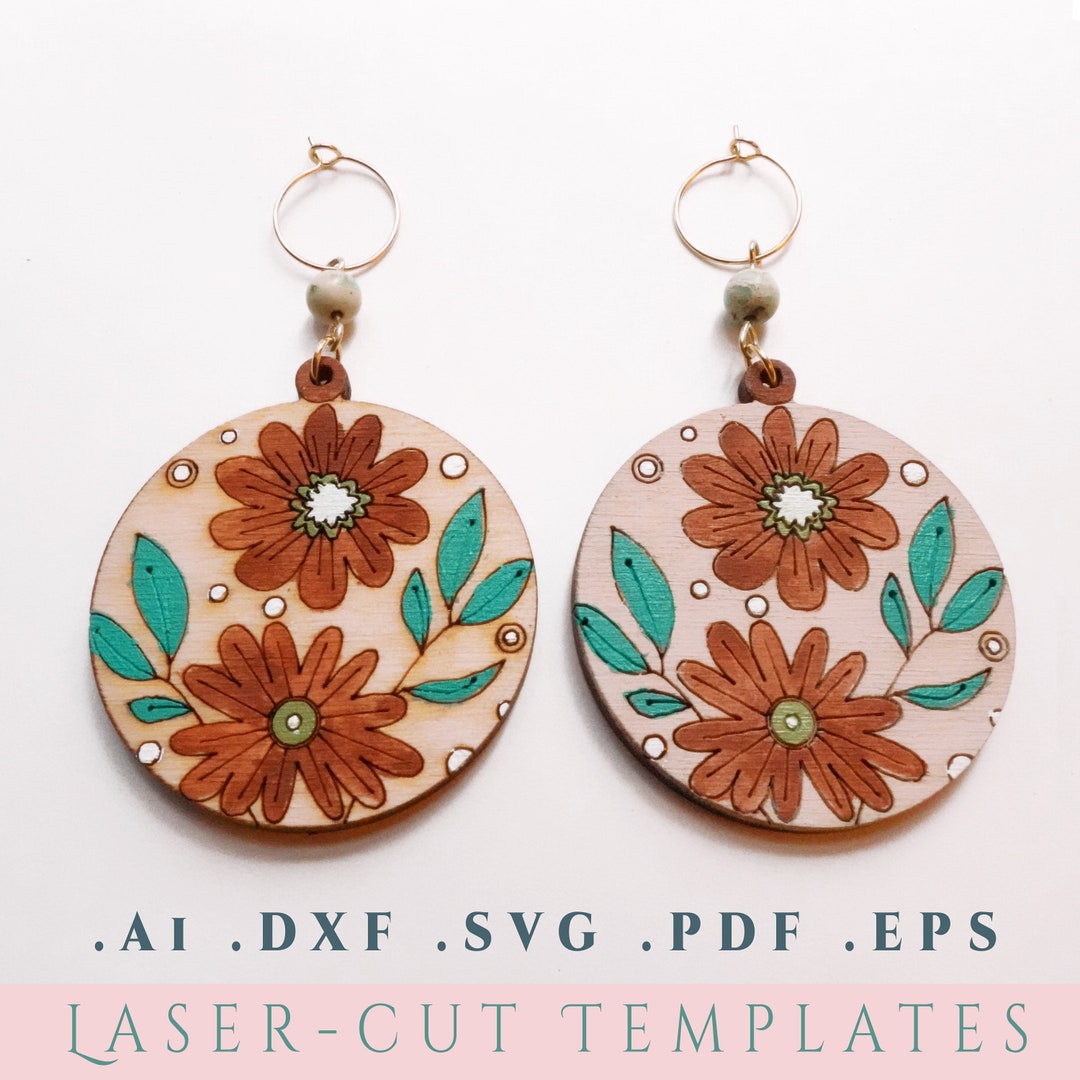 Ornate Earring Svg File for Lasers, DIY Earring Laser Cut File, Earring ...