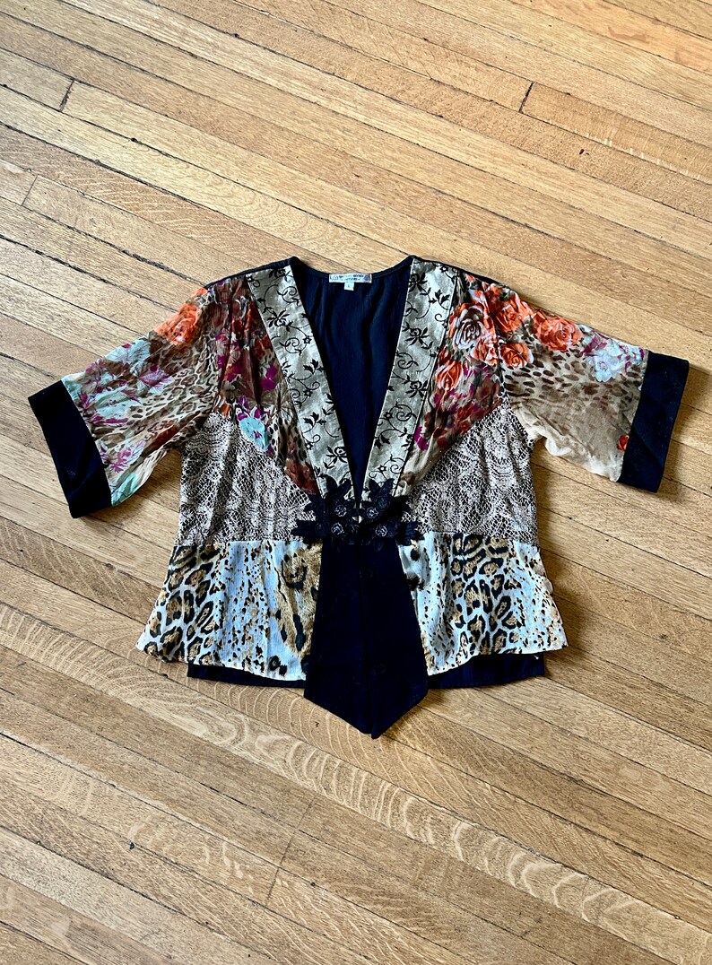 Vintage Y2K Patchwork Floral Duster Top Sz L - Etsy