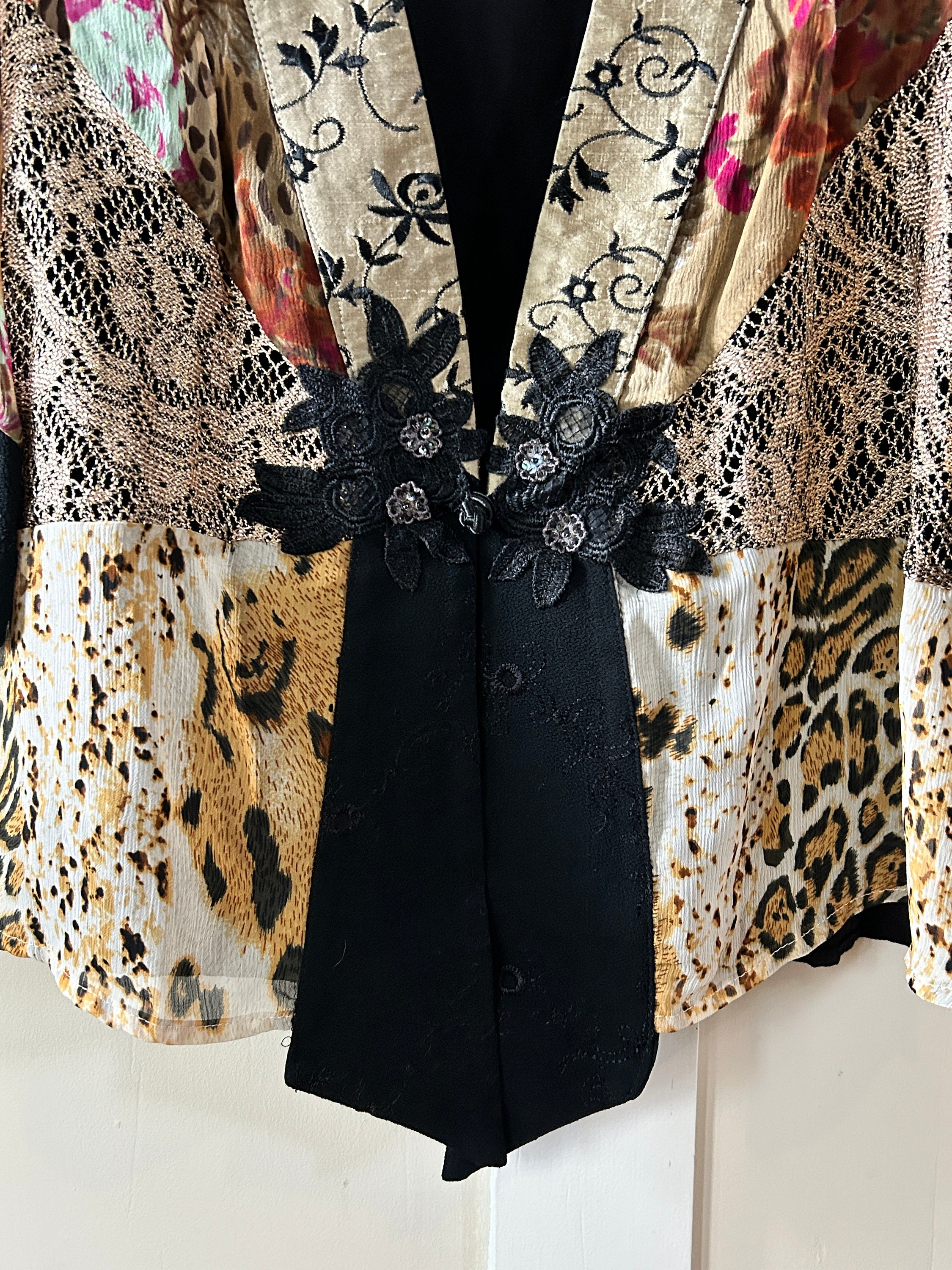 Vintage Y2K Patchwork Floral Duster Top Sz L - Etsy