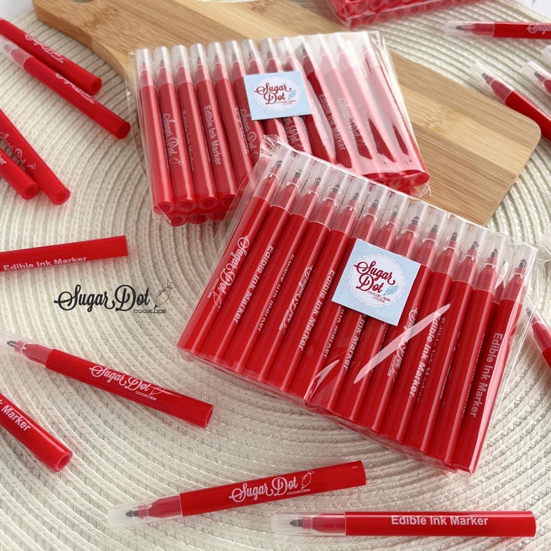 Red Mini Edible Markers Pens - 25 - Etsy