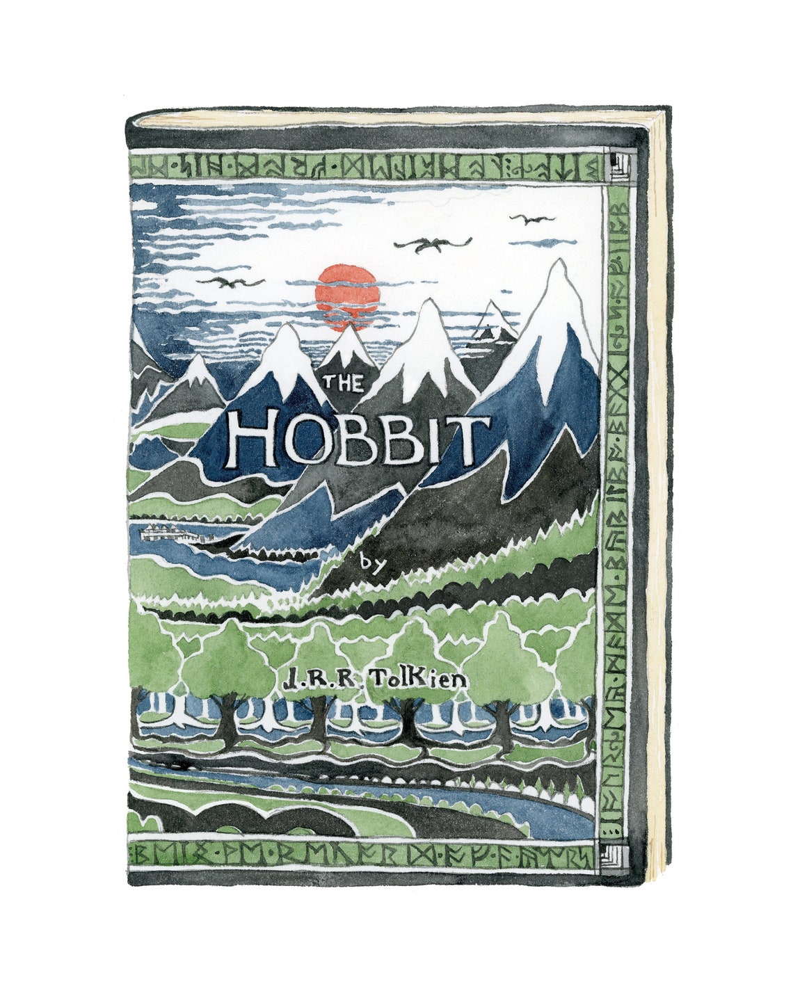The Hobbit Book Art Print Watercolor Painting - Etsy