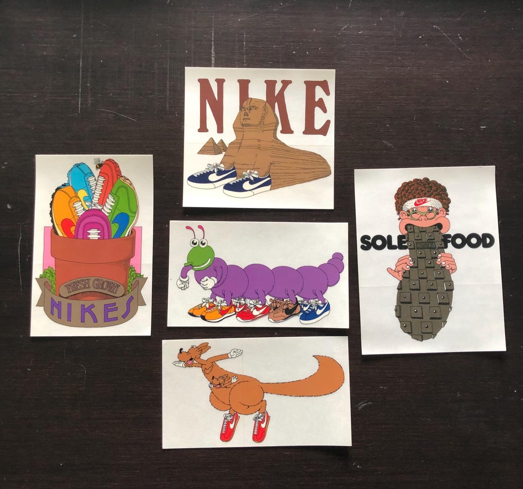 Nike 70’s Stickers Sole Food Waffle Swoosh Sphinx Kangaroo Caterpillar ...