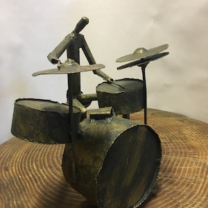Drummer Sculpture Mid Century Drum Kit Art Player Metal Drum Drummer ...