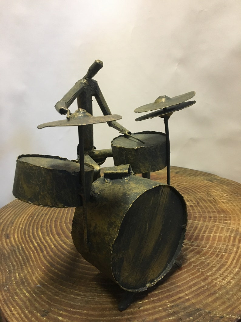 Drummer Sculpture Mid Century Drum Kit Art Player Metal Drum Drummer ...