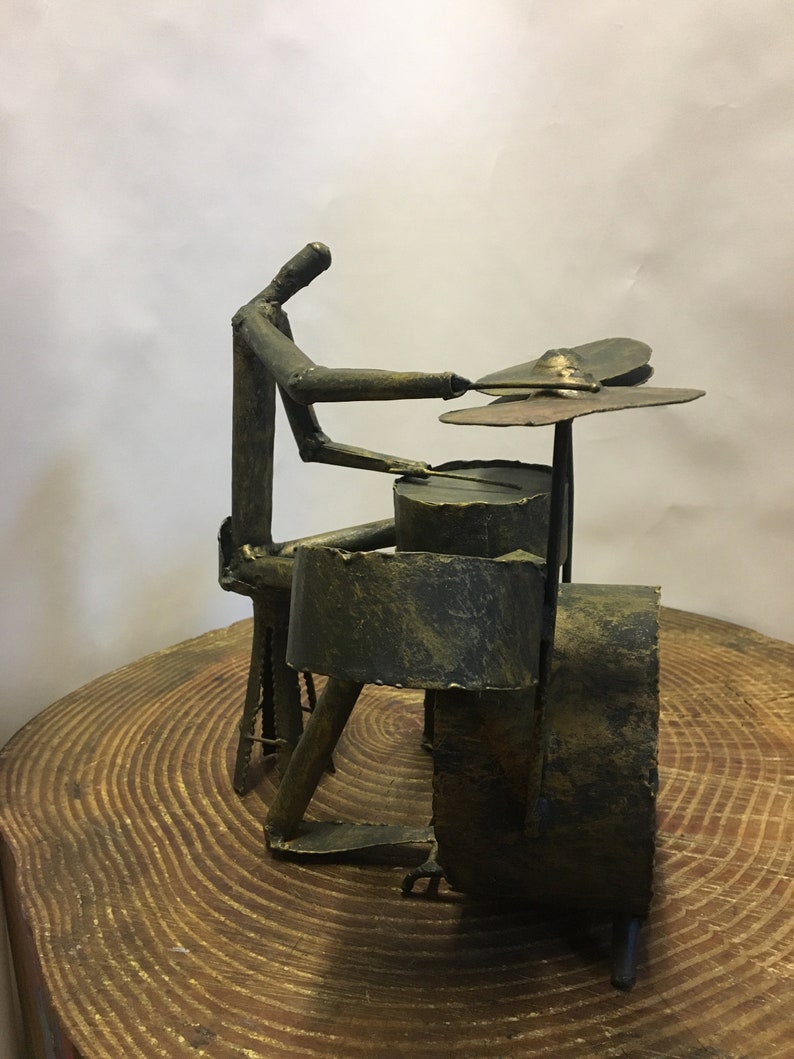 Drummer Sculpture Mid Century Drum Kit Art Player Metal Drum Drummer ...