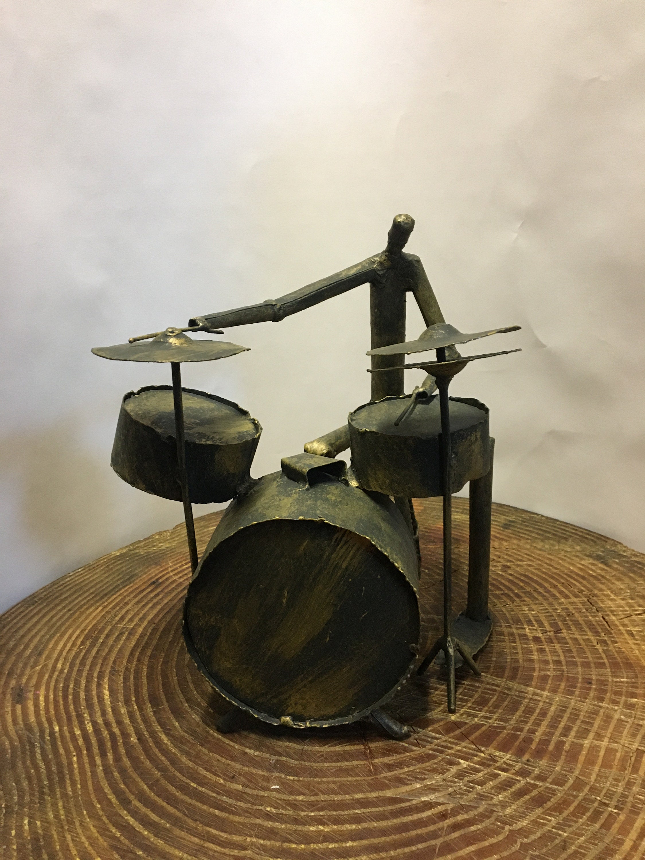 Drummer Sculpture Mid Century Drum Kit Art Player Metal Drum Drummer ...