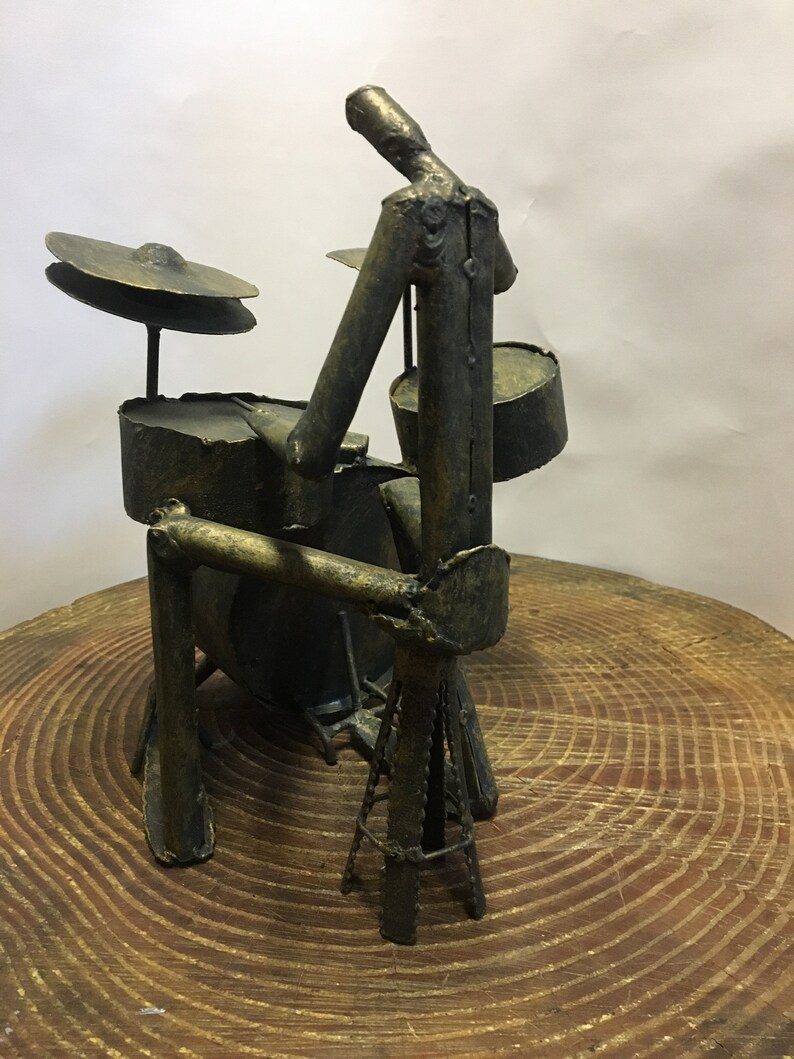 Drummer Sculpture Mid Century Drum Kit Art Player Metal Drum Drummer ...