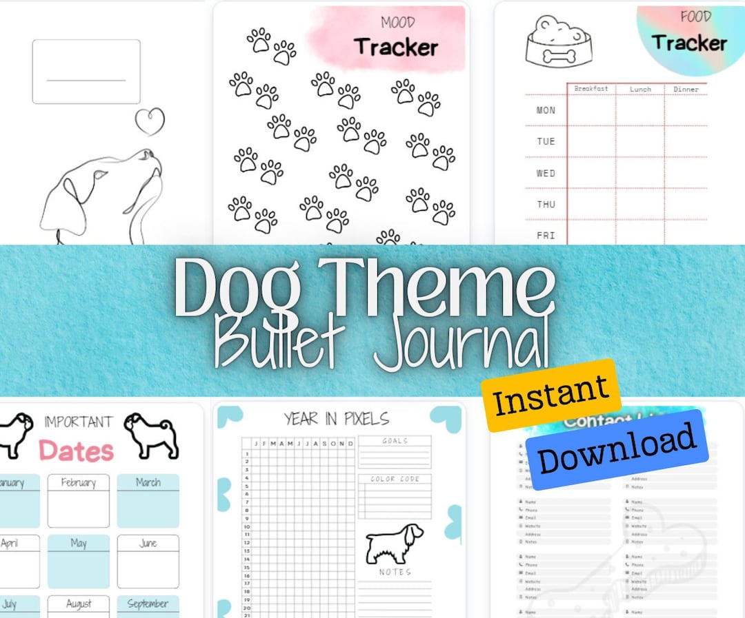 Dog Theme Life Planner Bullet Journal Printable PDF Planner - Etsy