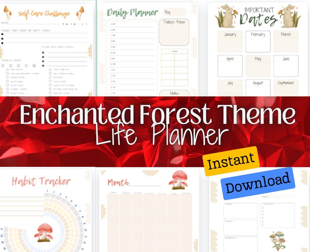 Enchanted Forest Life Planner Bullet Journal Printable PDF - Etsy