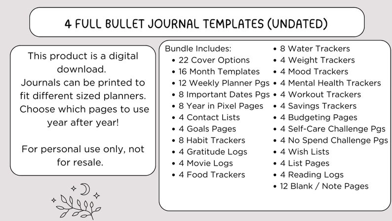 Witchy 4 Life Planner Bullet Journal Bundle - Printable PDF - Etsy