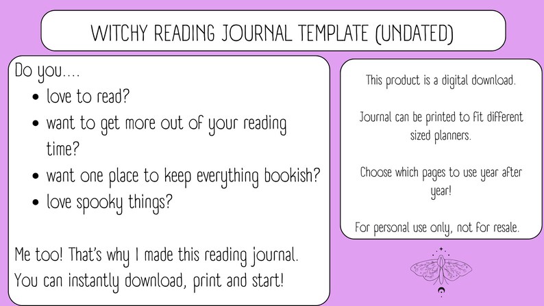 Witchy Themed Reading Journal Spooky Printable PDF Instant Download - Etsy