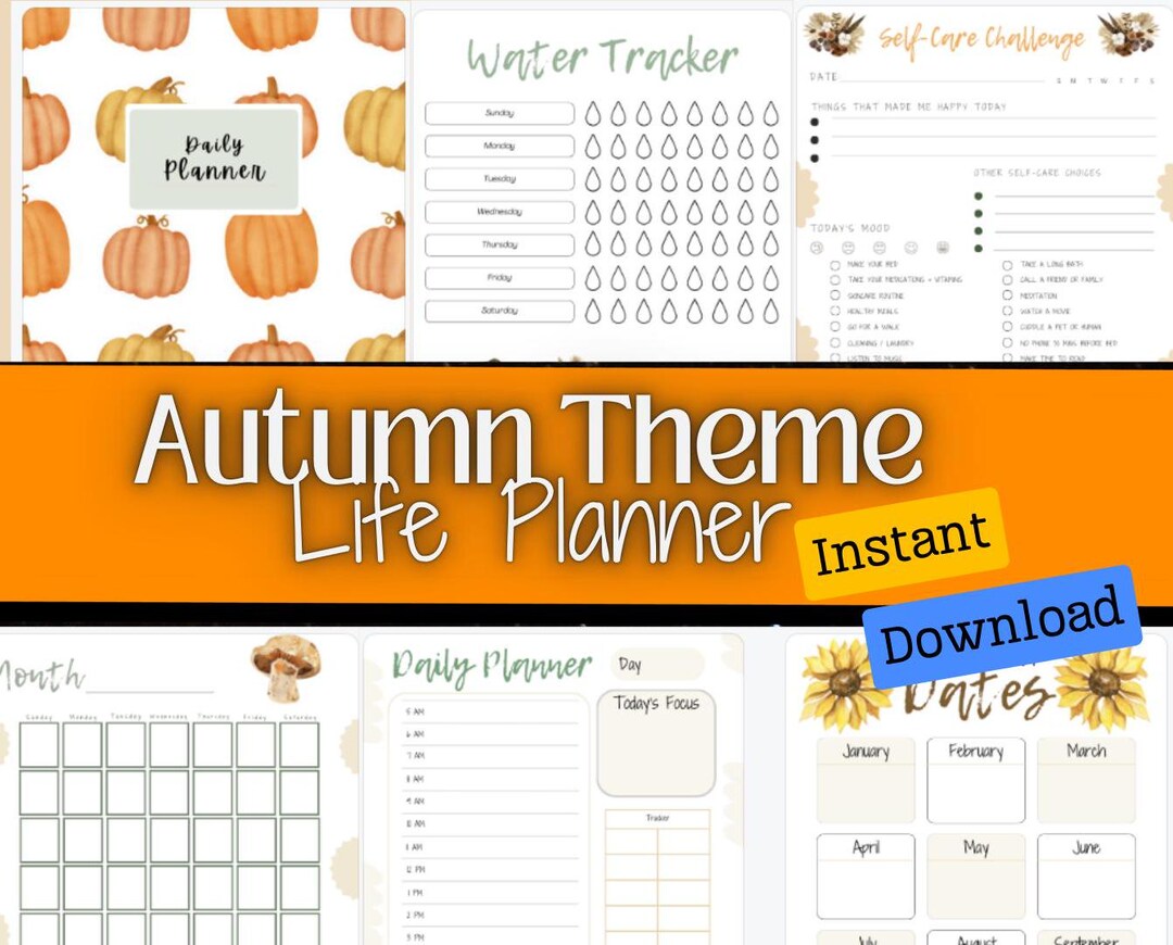 Autumn Fall Theme Life Planner Bullet Journal Printable PDF Digital ...