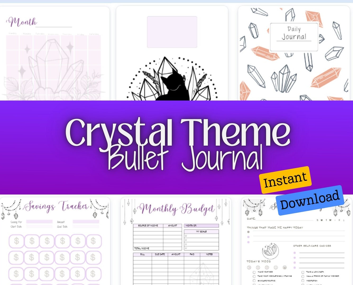 Crystal Theme Bullet Journal Printable PDF Planner - Etsy