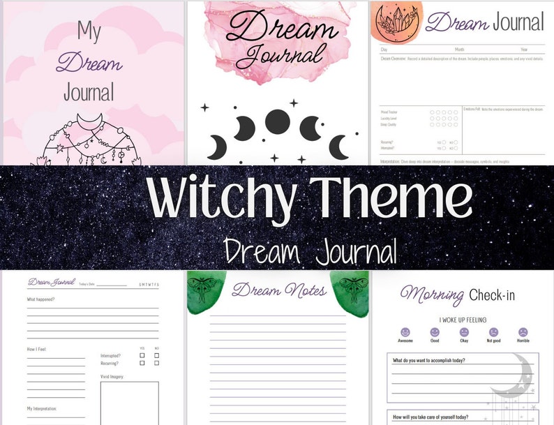 Witchy Theme Dream Journal Instant Download PDF Color and Black and ...